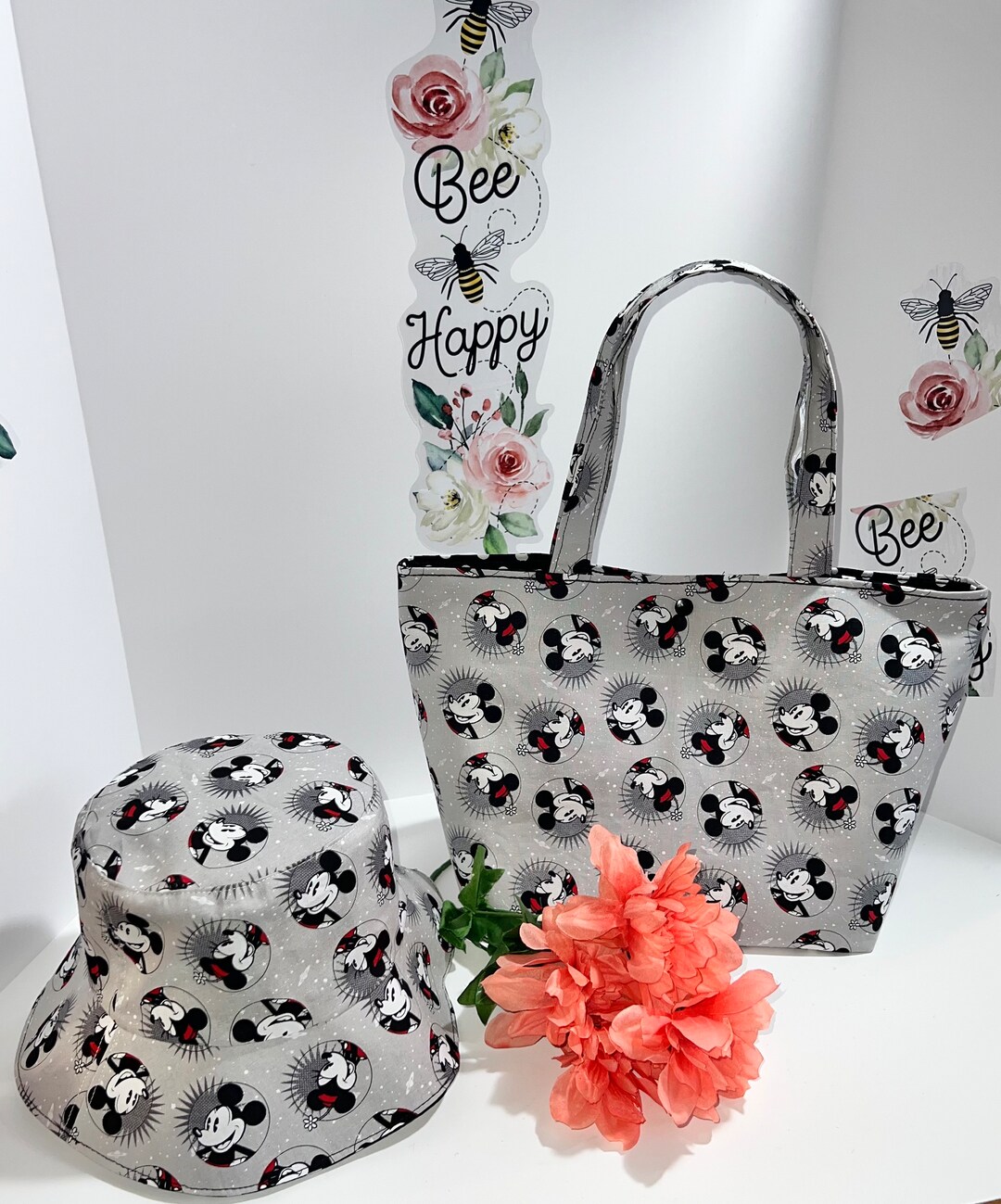 Gray Both Always Tote Bag With Matching Bucket Hat reversible - Etsy