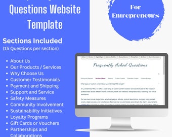 FAQ Template for Showit Website Table Style, Add-on, Frequently Asked ...