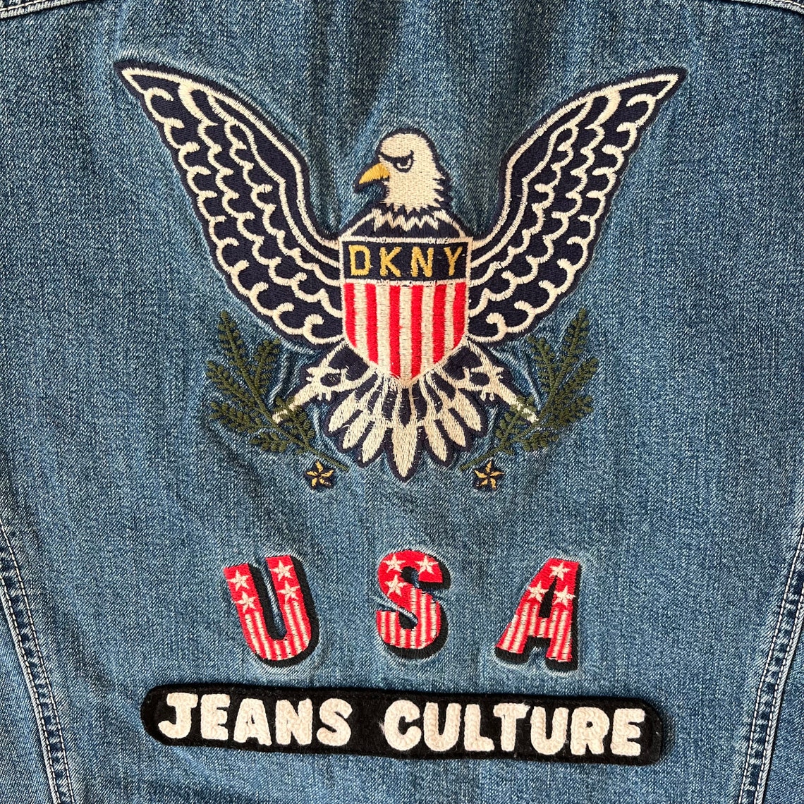 Vintage DKNY Jeans Denim Vest Patches Mens Large 90s - Etsy