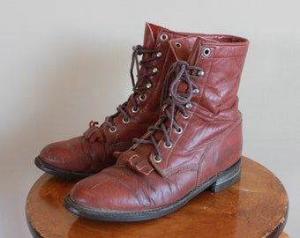 Justin Lace up Boots - Etsy