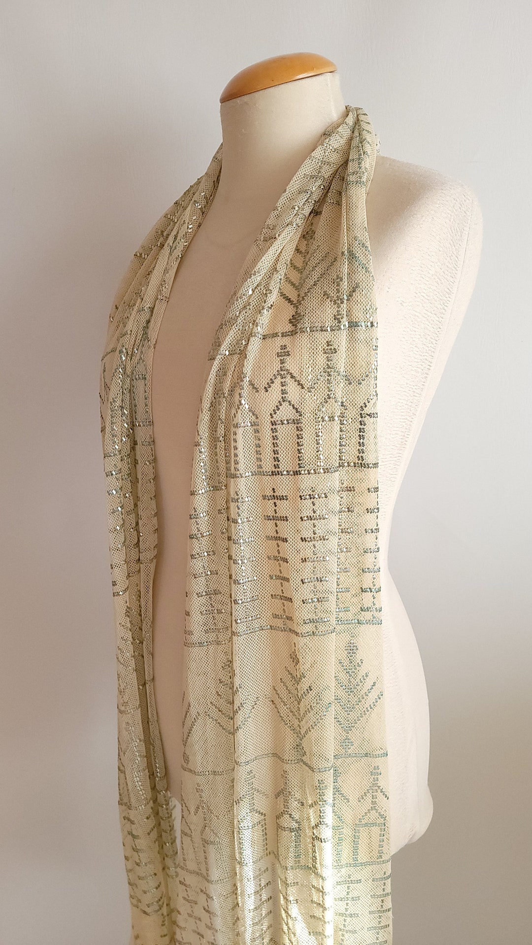 1920s Assuit Shawl | Metallic Designs | Egyptian Revival | Bridal ...