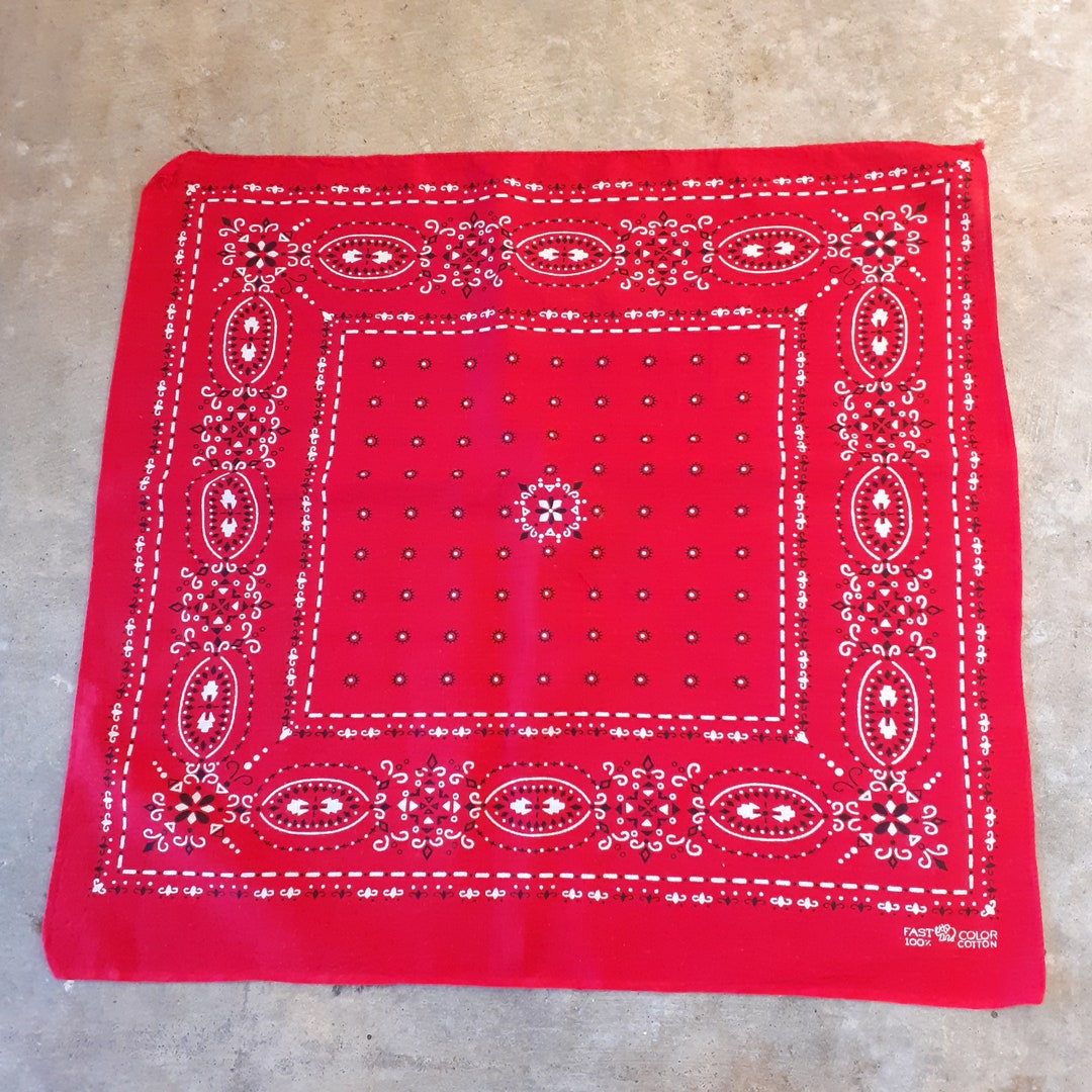 Vintage Mid-century Elephant Brand Bandana Red Trunk up Fast Color 100% ...