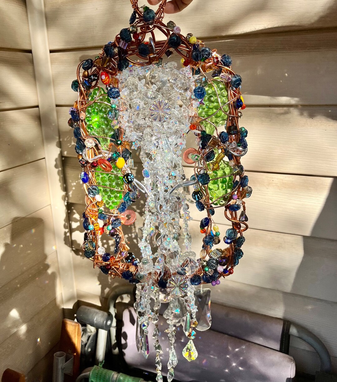 Suncatcher Moon Fall Art Nouveau Style Multi Colored Glass Crystal ...