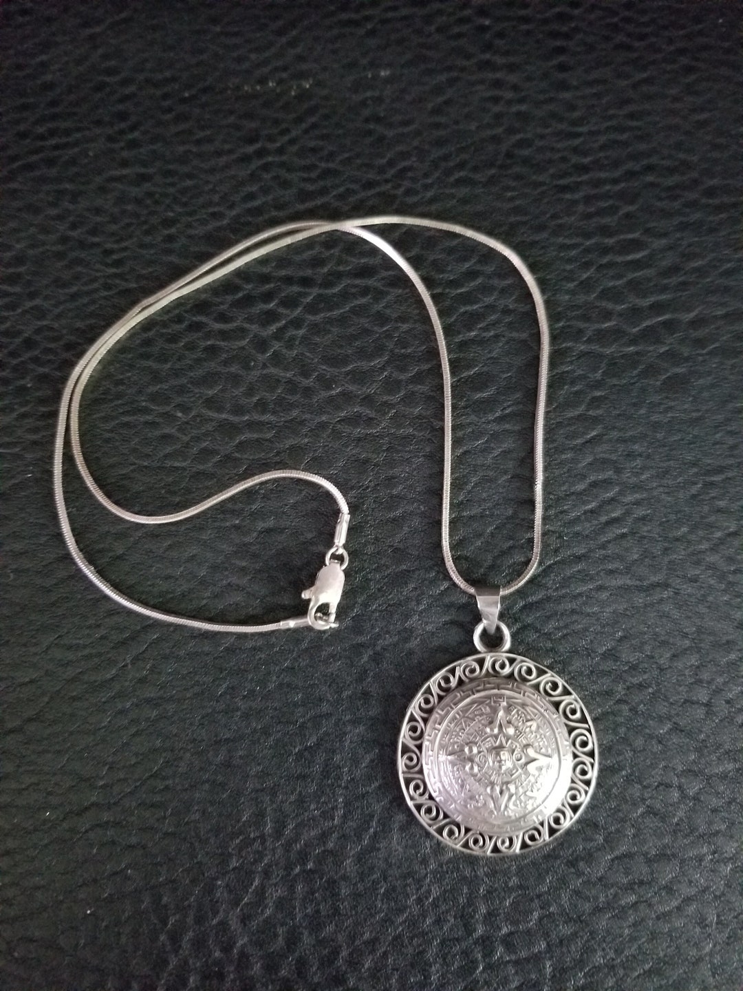 Aztec Calendar, Sterling Silver, 925, Mayan Pendent, Mexico ...