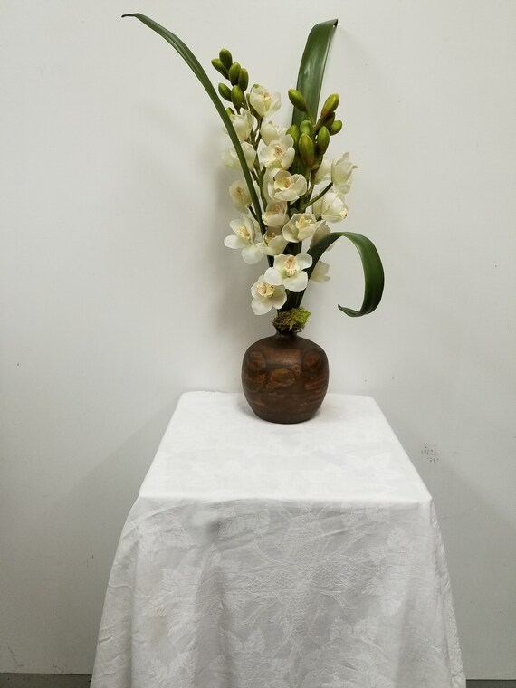 White Cymbidium Orchid Stem