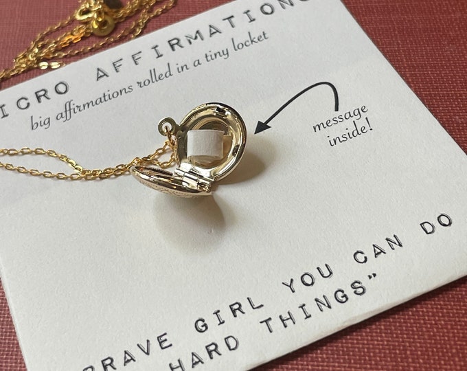 Micro Affirmation: Etched Tiny Gold Locket With Message - Etsy