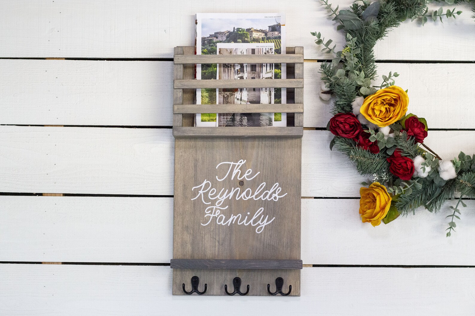 Personalized Tall Mail and Key Holder Home Entryway | Etsy