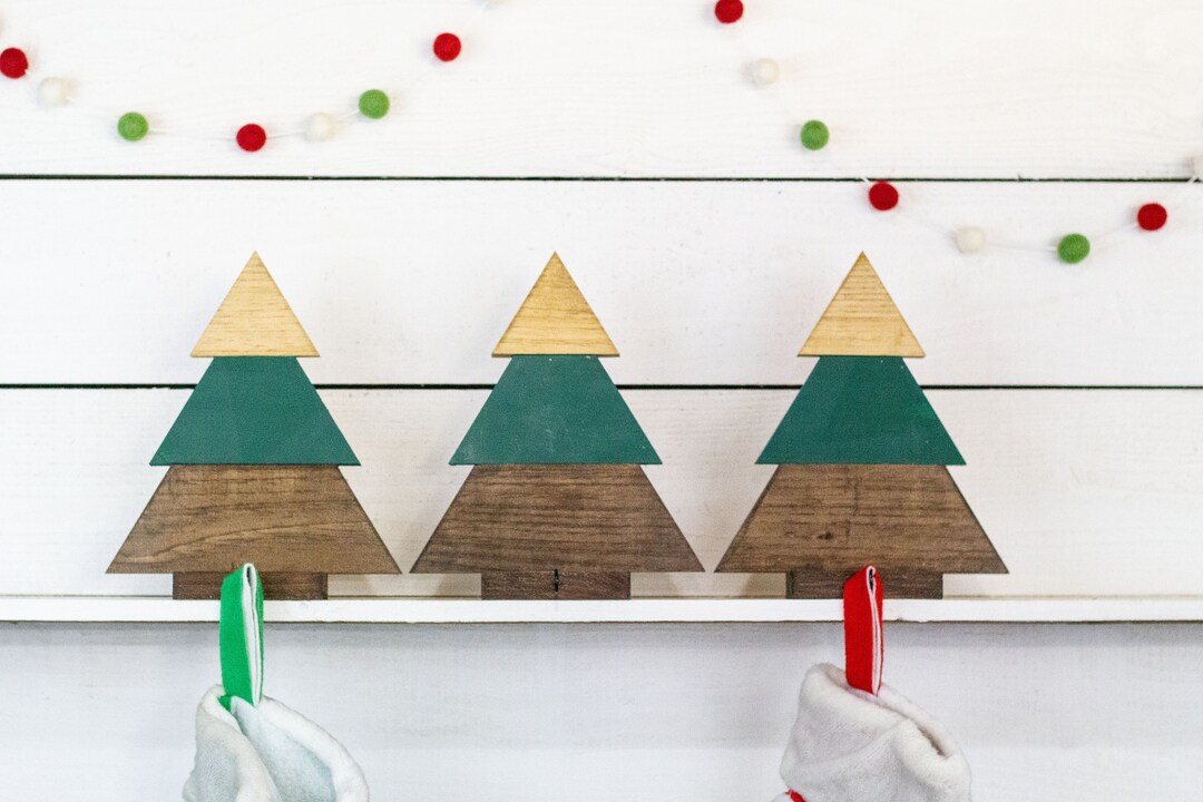 Wooden Christmas Tree Stocking Holder: Personalized Holiday Hanger - Etsy