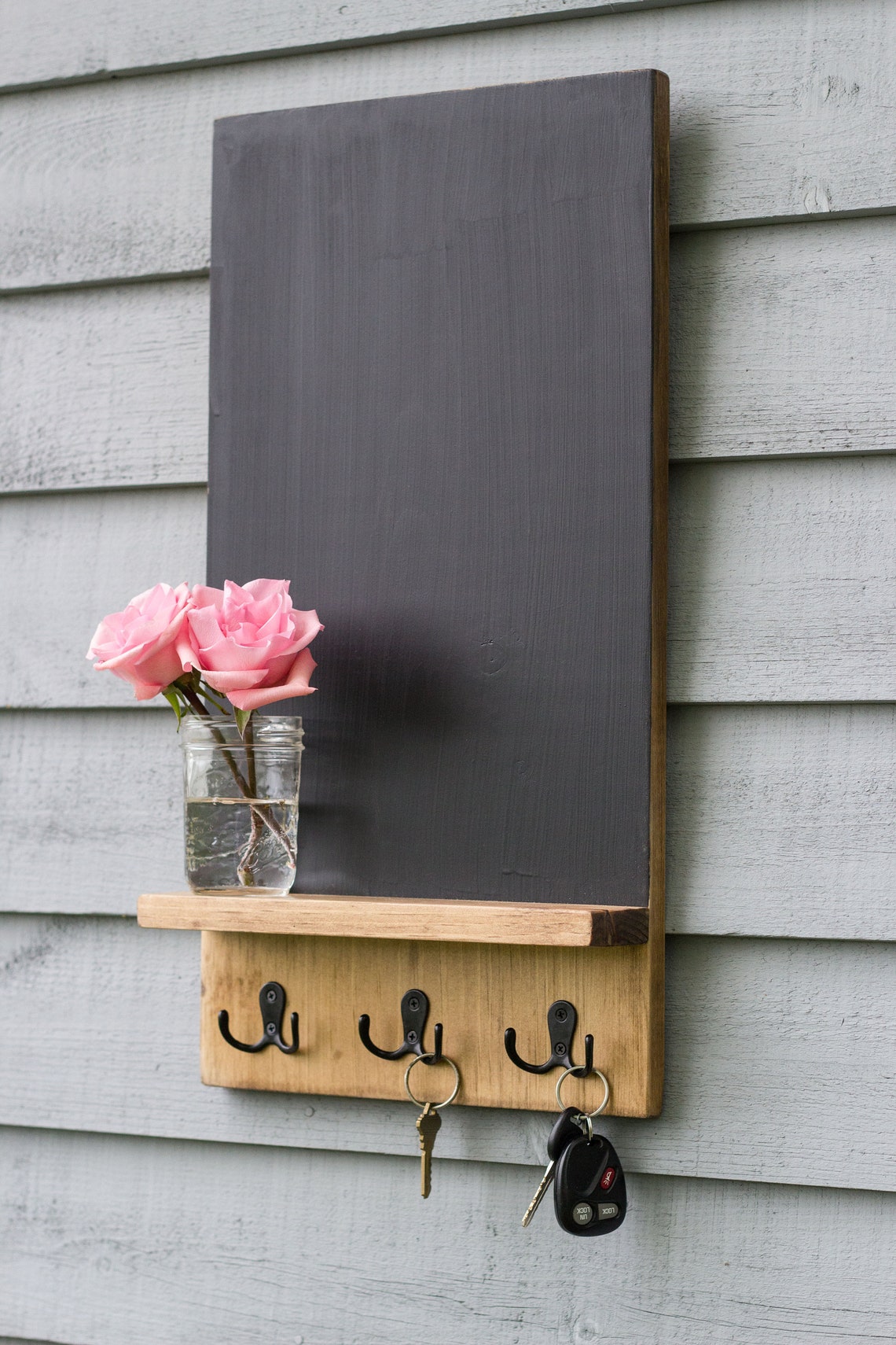 Chalkboard Command Center With Key Hooks | Etsy