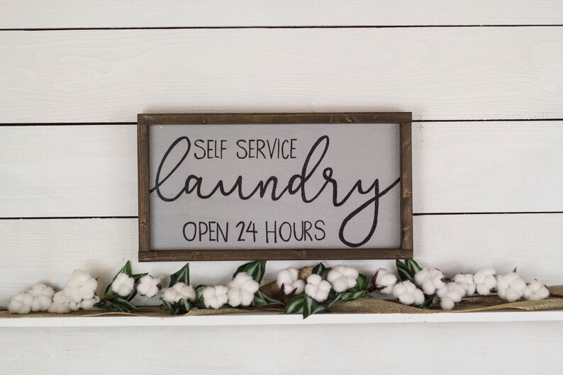 Self Service Laundry Open 24 Hours Laundry Room Sign Laundry | Etsy