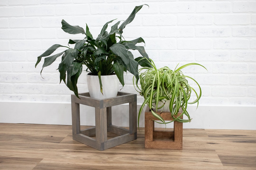 Handmade Cube Plant Stand: Modern Pine Wood Planter - Etsy
