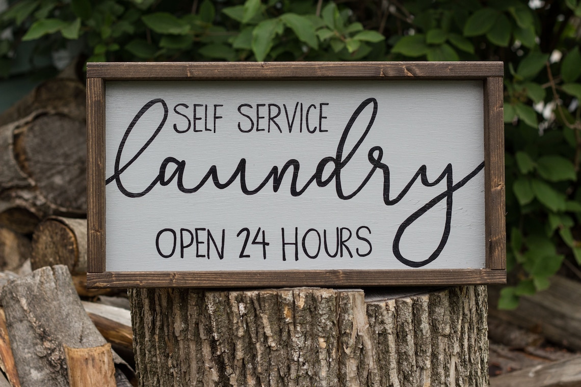 Self Service Laundry Open 24 Hours Laundry Room Sign Laundry | Etsy