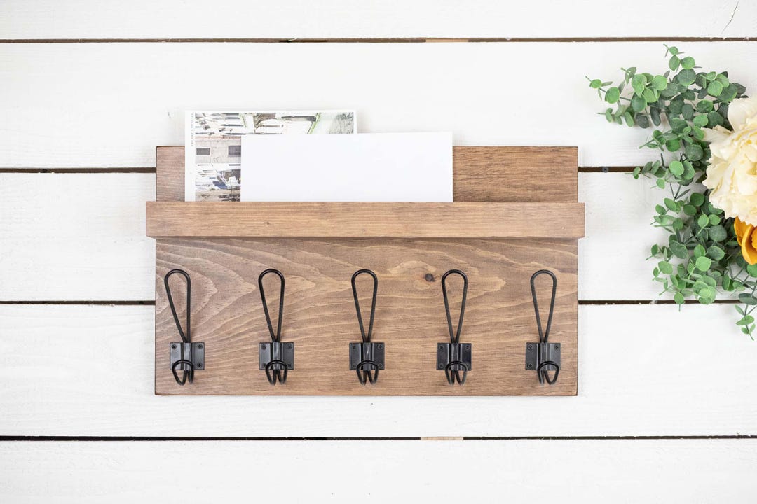 Wall Mounted Coat Rack and Ledge With Farmhouse Style Hooks - Etsy