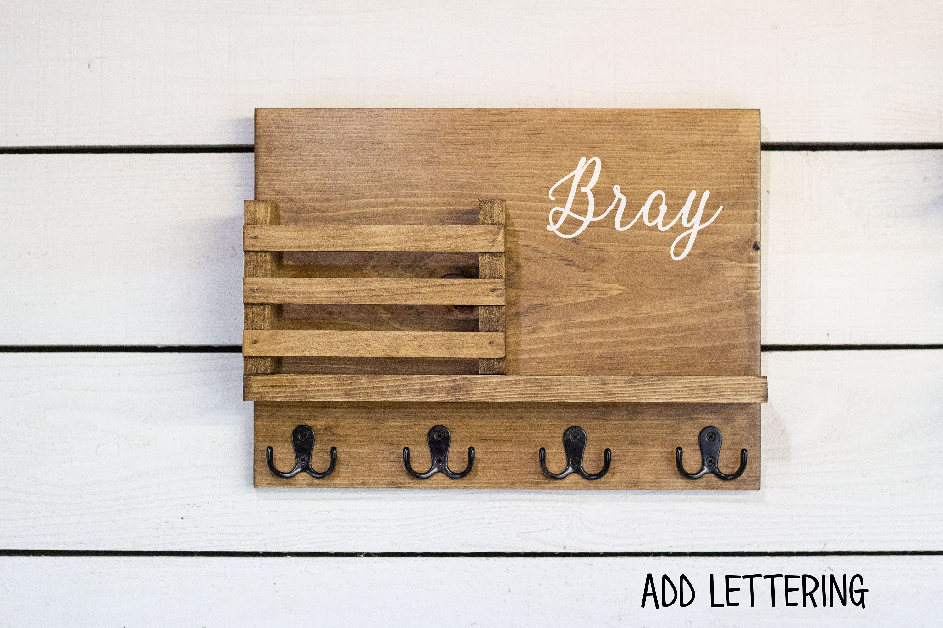 Medium Sized Mail Holder with Shelf and Key Hooks | Etsy