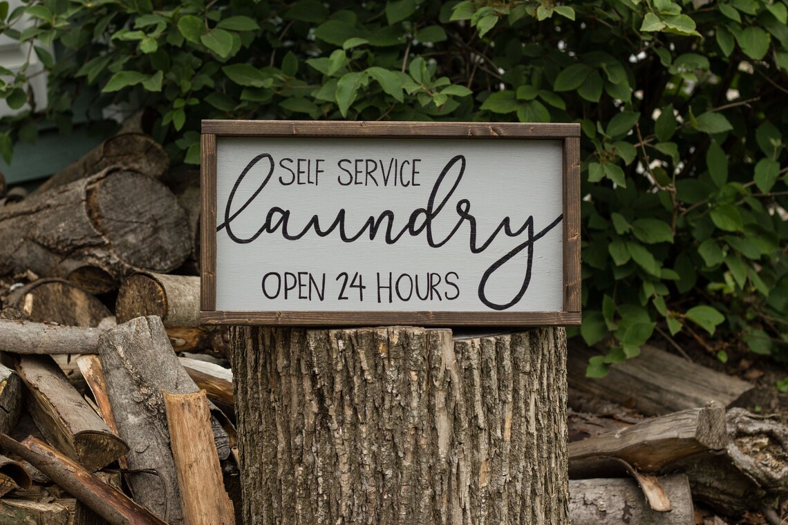 Self Service Laundry Open 24 Hours Laundry Room Sign Laundry | Etsy