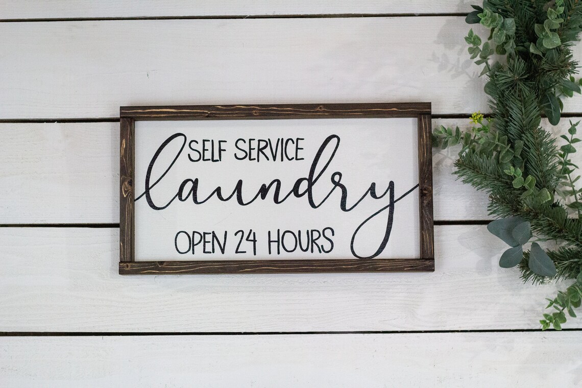 Self Service Laundry Open 24 Hours Laundry Room Sign Laundry | Etsy