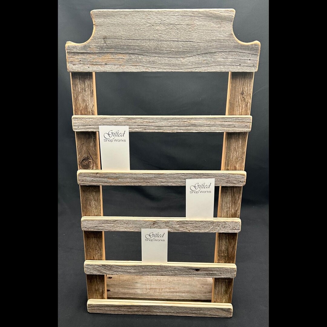 Vertical Card Holder in Weathered Wood for Tall Cards & Pendants ...