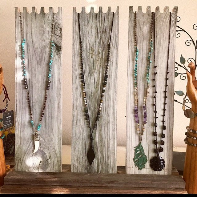 Multi-necklace Display in Weathered Wood With 3 Easels - Etsy Canada