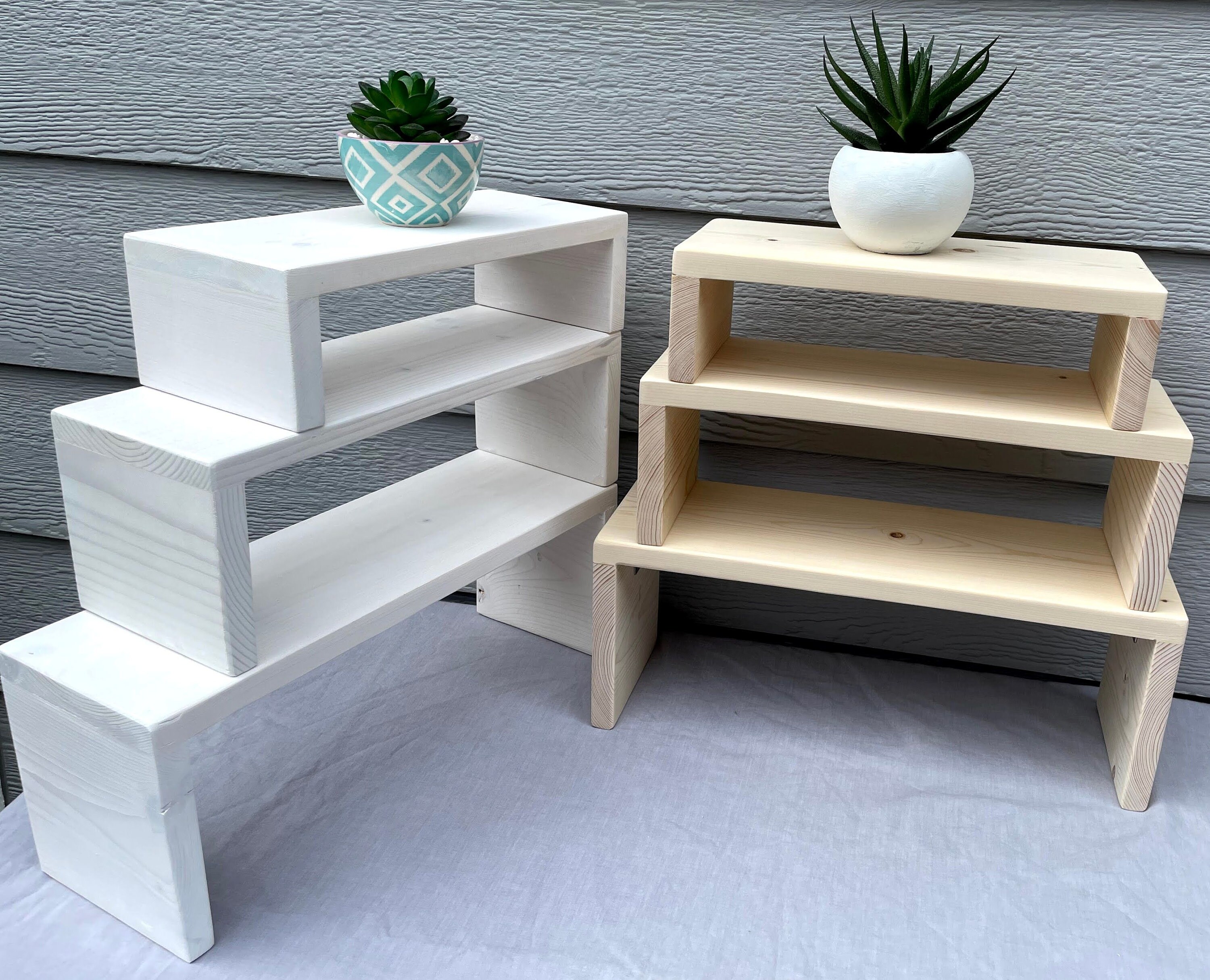 Tall Nesting Display Risers in Raw or White Washed Pine Wood - Jewelry ...