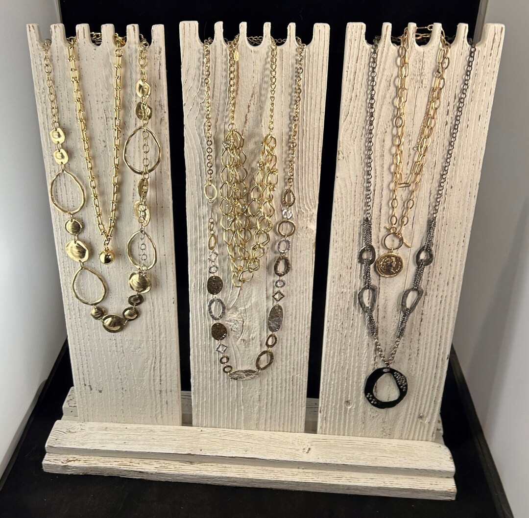 Multi-necklace Display in Distressed White Washed Weathered - Etsy