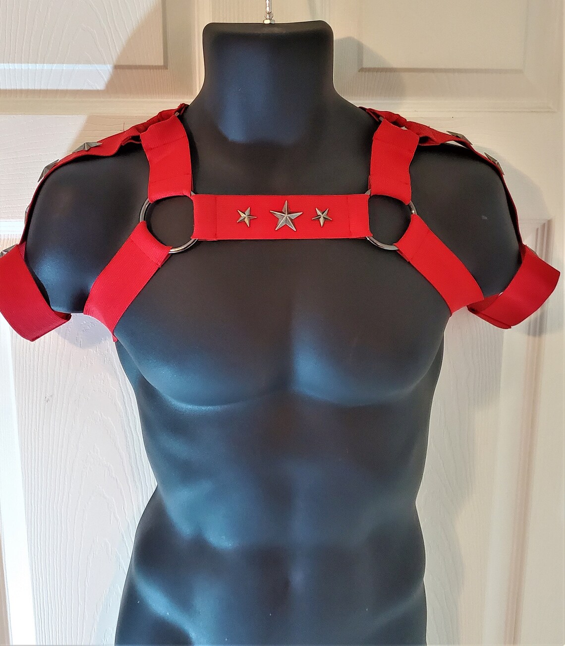 Men's Red Elastic Chest Harness With Built in Arm Band - Etsy