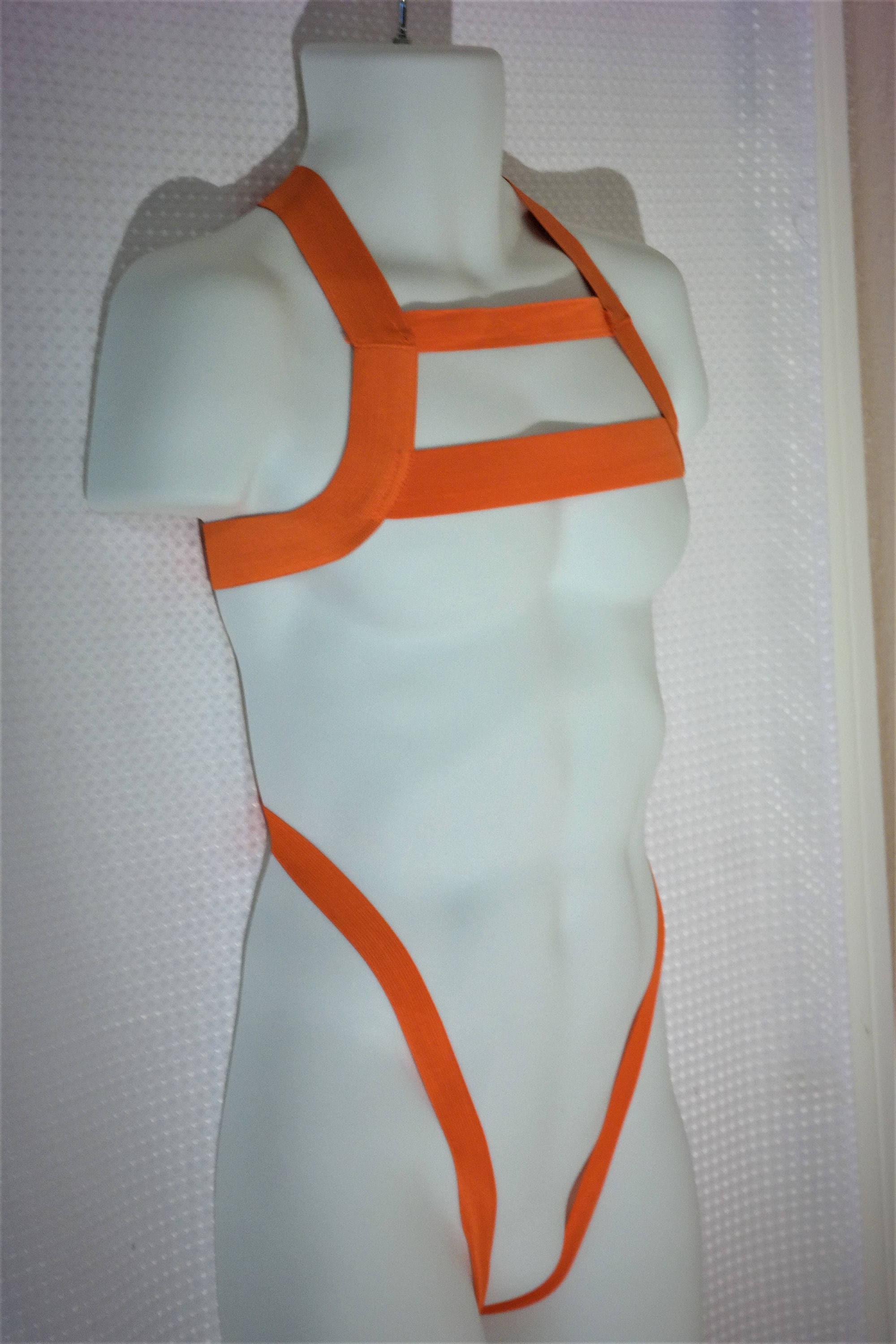 Men's Orange Elastic Chest Harness Hilton With Built in Body Strap ...