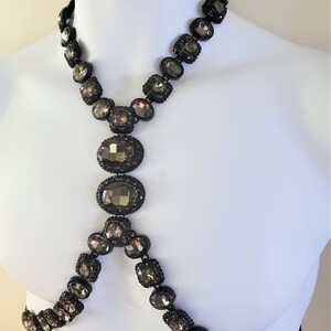 Dark Diamond Crystal Rhinestone Body Harness Necklace Costume Jewelry ...