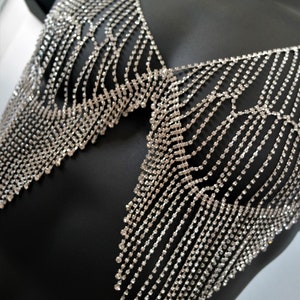 Crystal Silver Chain Fringe Bra Body Fringe Top - Etsy