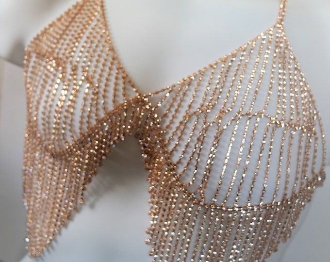 Crystal Gold Chain Fringe Bra Body Fringe Top - Etsy
