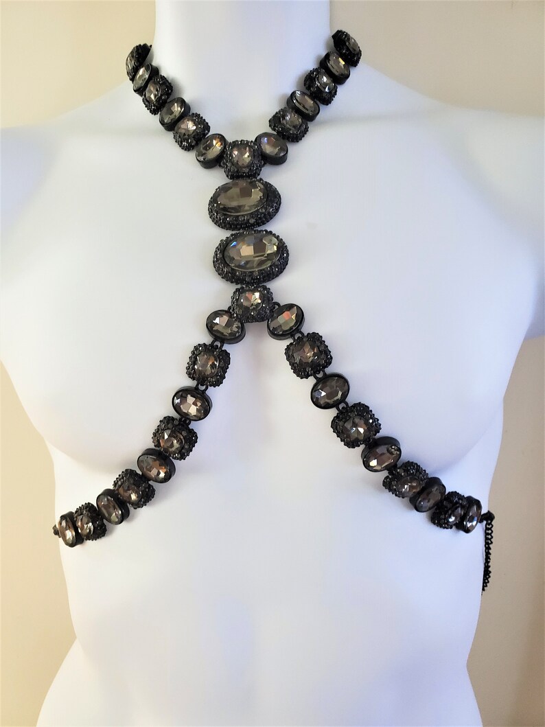 Dark Diamond Crystal Rhinestone Body Harness Necklace Costume - Etsy