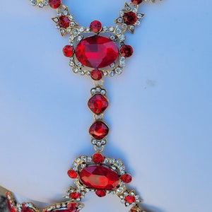 Ruby Red Body Harness Crystal Rhinestone Necklace Costume Jewelry Royal ...