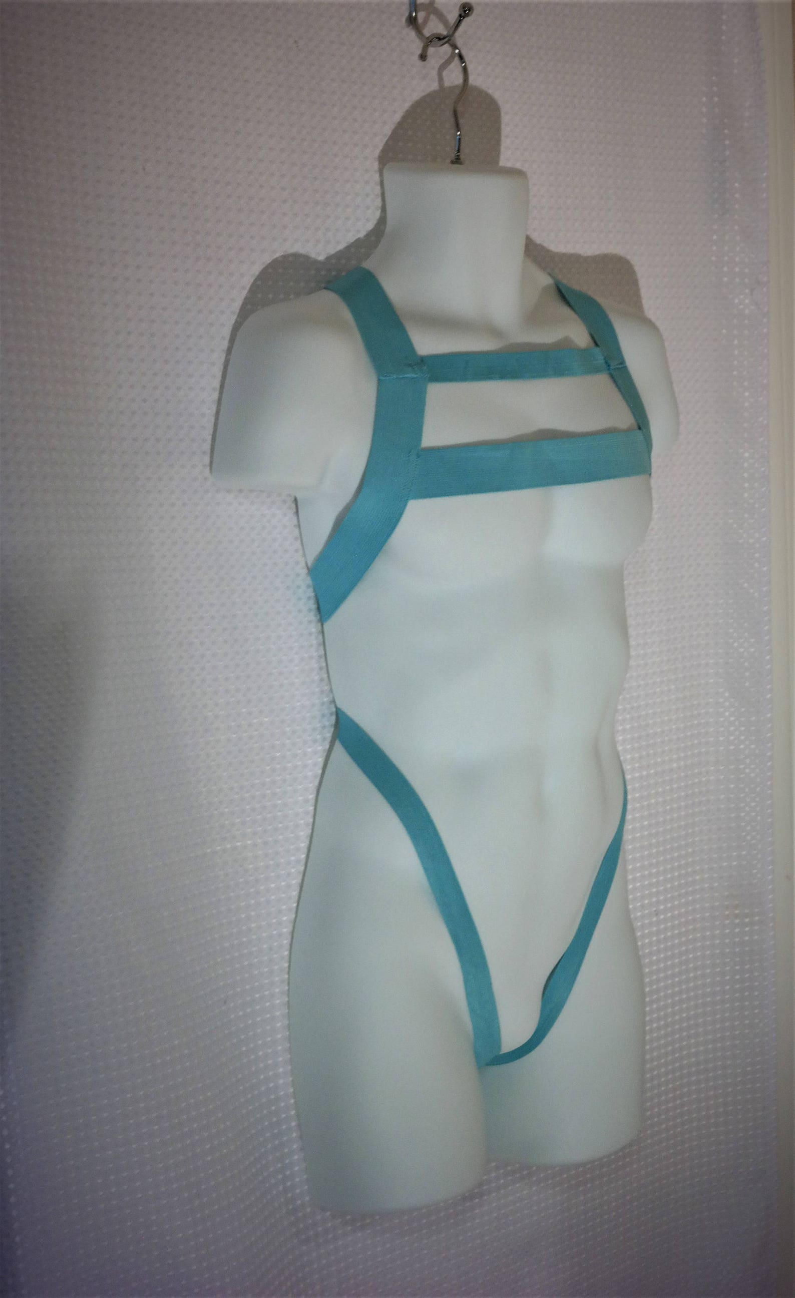 Men's Light Blue Aqua Elastic Chest Harness Hilton With Built in Body ...