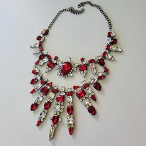 Clear Ruby Red Necklace Vampira Crystal Rhinestone Necklace Costume ...