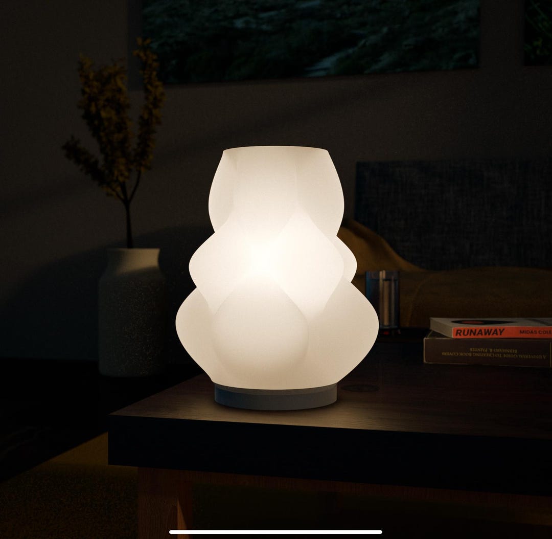 Lumen Bloom – 3D Printed Table Lamp With Organic Curves – PLA Modern ...
