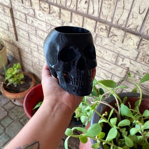 Skull 3D Printed Plant Pot Spooky Plant Pot 3D Printer Office Planter ...