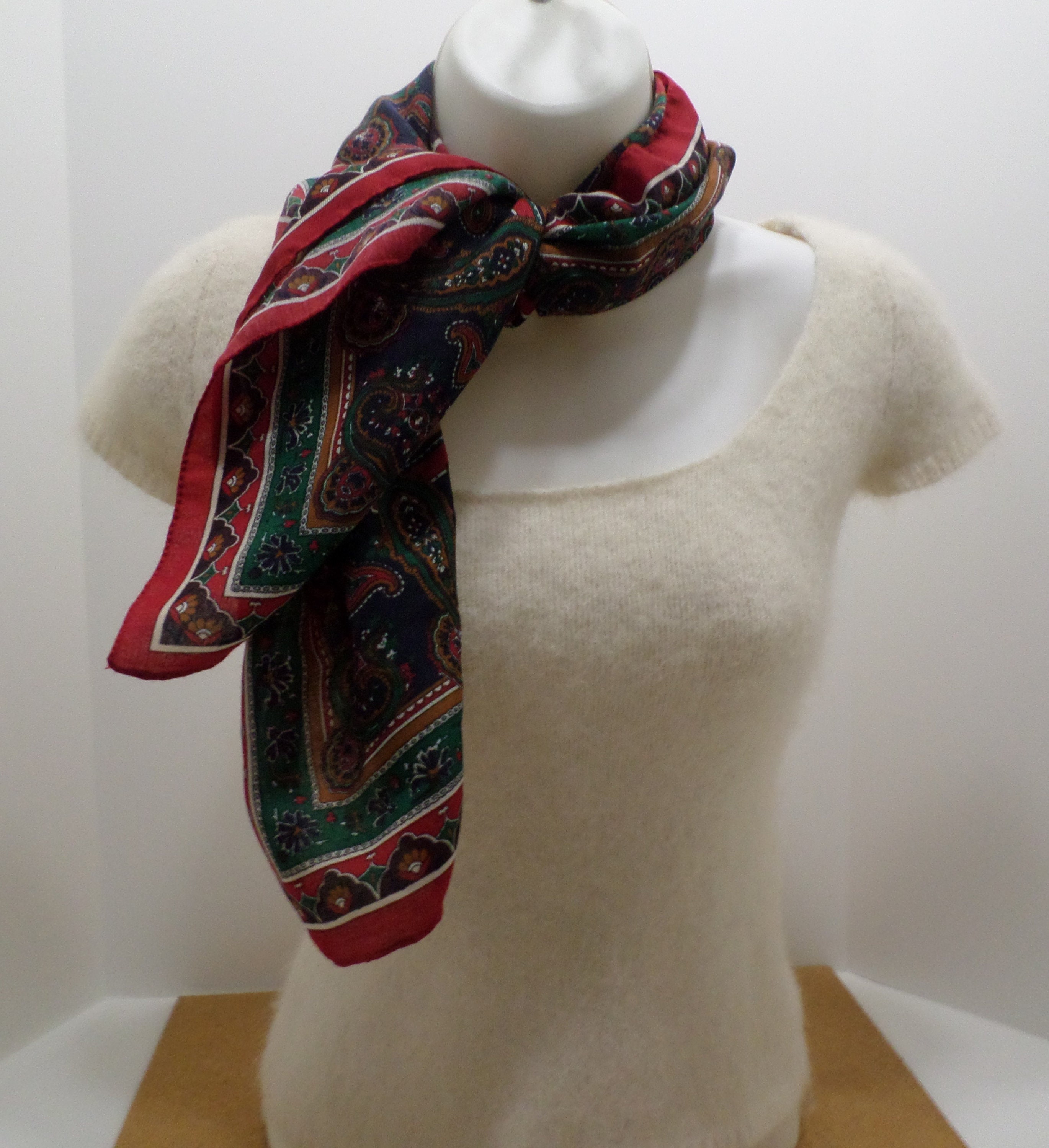 Vintage Ladies Scarf Wrap Mallard Ducks Red Green White Blue Tan 30 X ...