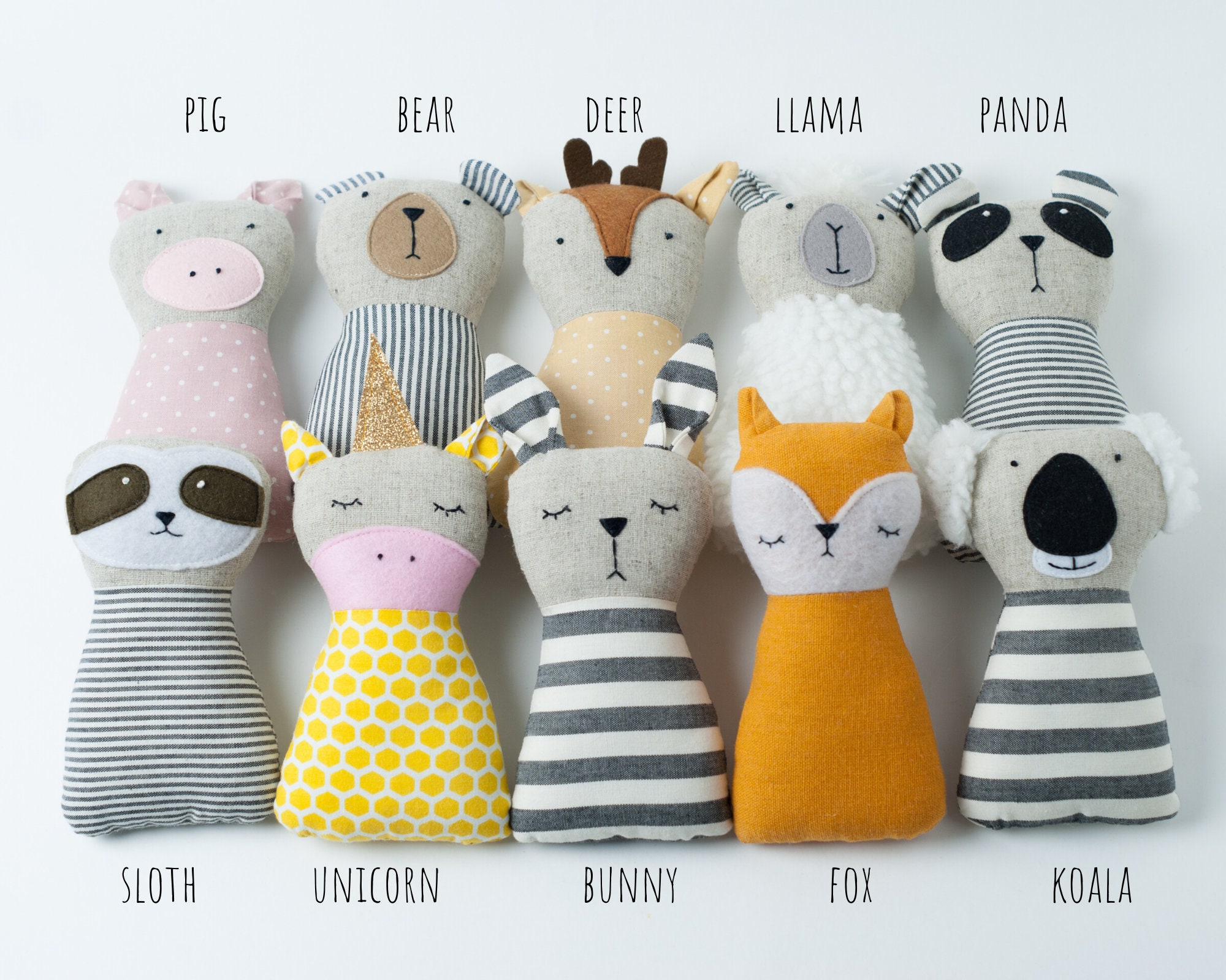 PDF Animals Sewing Pattern Kid Craft Diy Stuffed Toy Tutorial Etsy