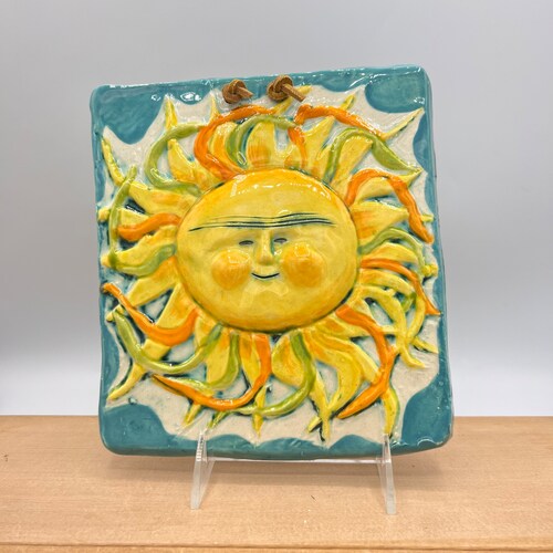 Happy Sun Face Tile - Etsy