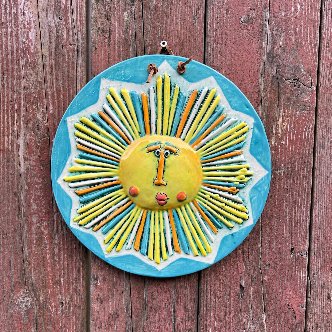 Handmade Happy Clay Sun Face Tile for Home or Garden Ceramic - Etsy