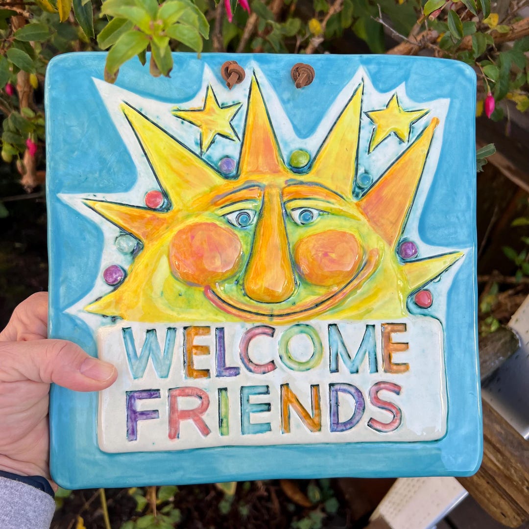 Welcome Sign, Welcome Friends, Porch Decor, Handmade Ceramic, Home ...