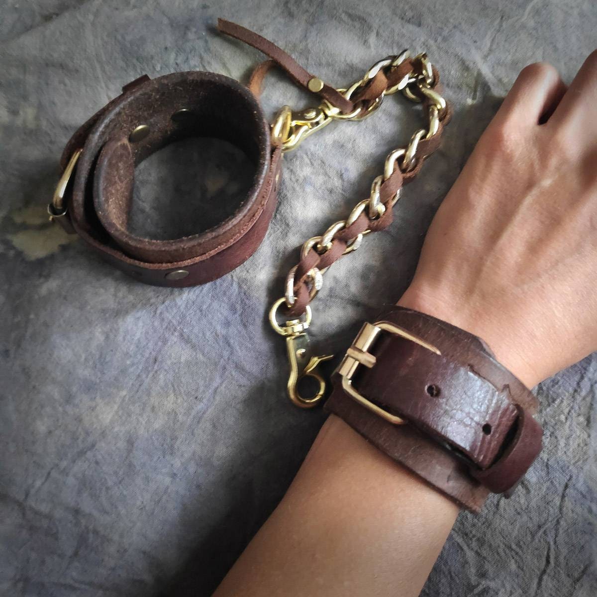 Leather Brown Handmade Bondage Handcuffs Cuffs Handmade - Etsy