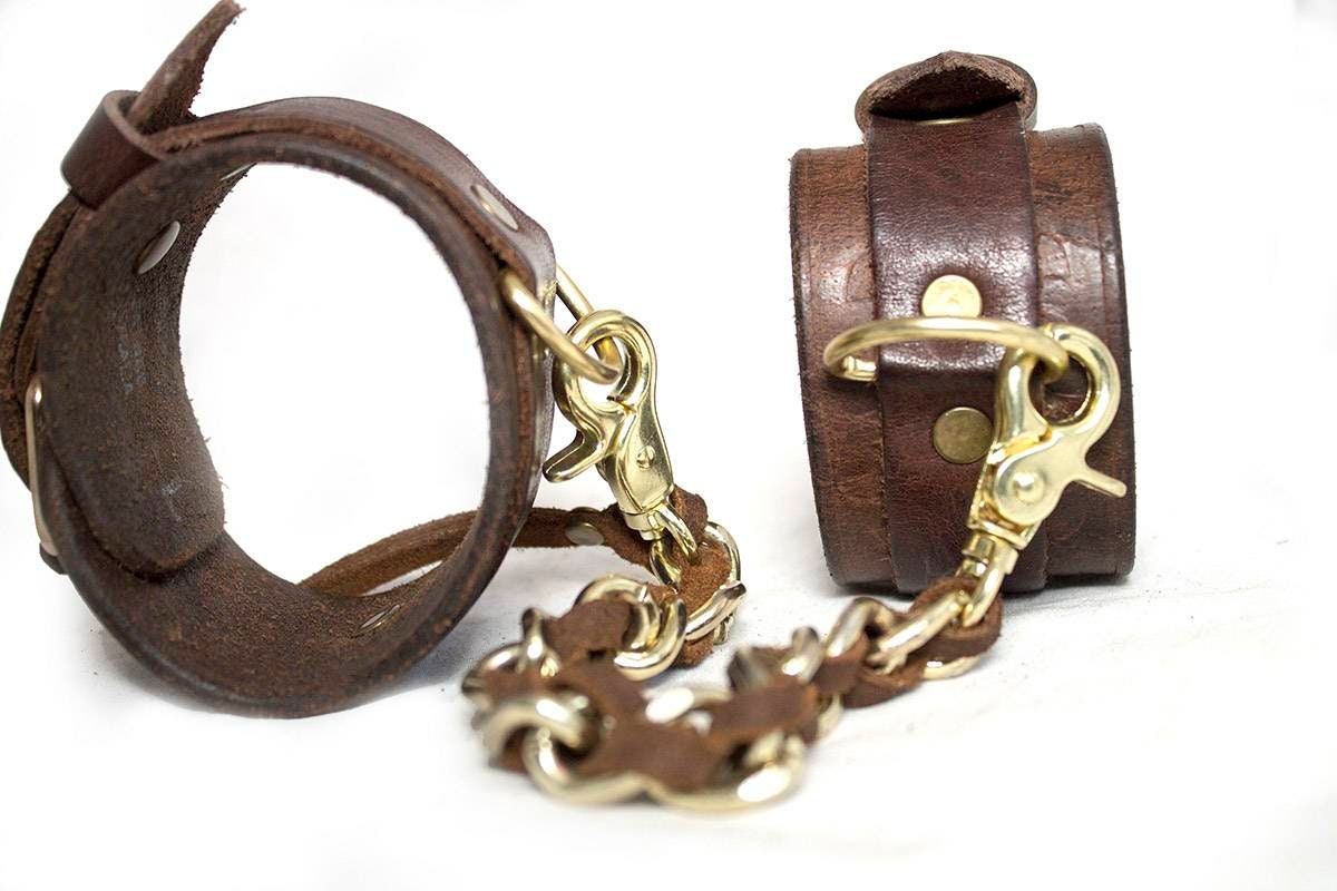 Leather Brown Handmade Bondage Handcuffs Cuffs Handmade - Etsy
