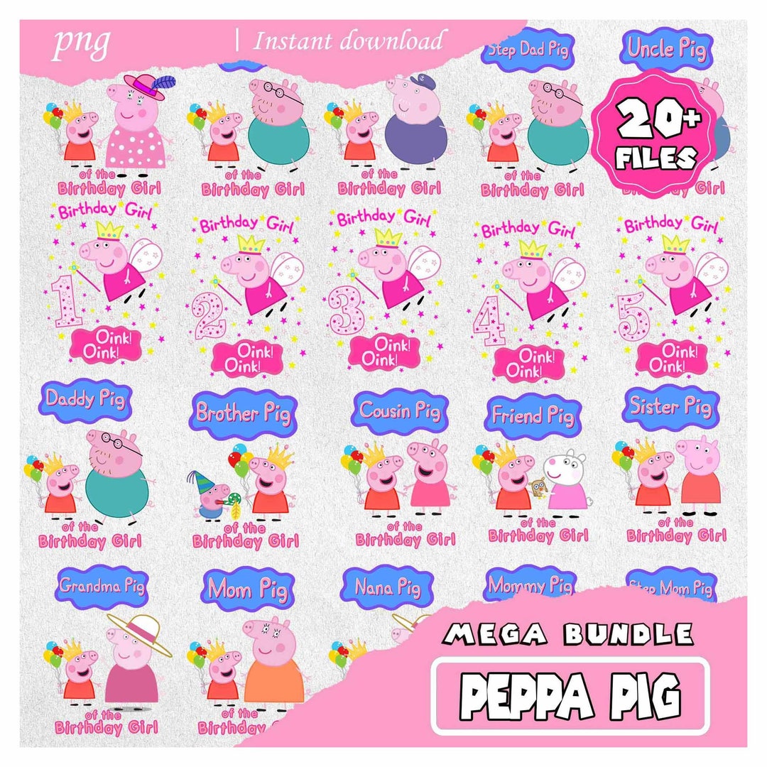 Family Pig Birthday Party Png, Pig Birthday Girl or Boy Png, Birthday ...