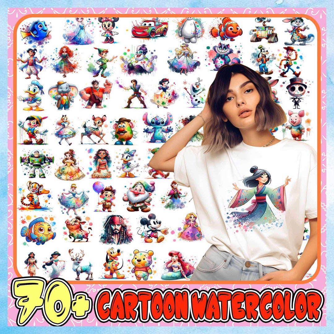 Mega Cartoon Svg Bundle, Watercolor Cartoon Mega Svg, Silhouette ...