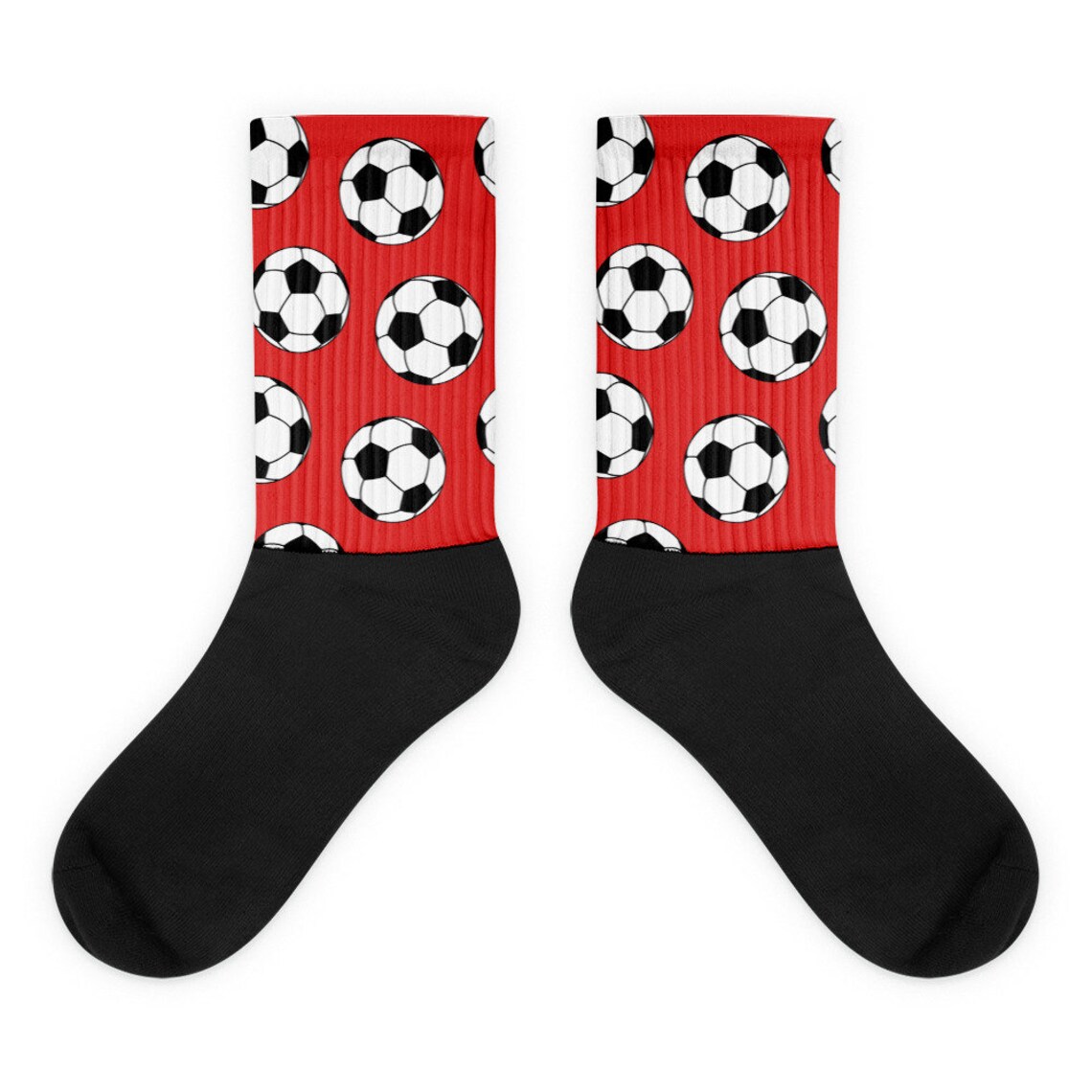 Red Football Print Men's Socks, Fun Soccer Socks, Sizes M- XL - Etsy