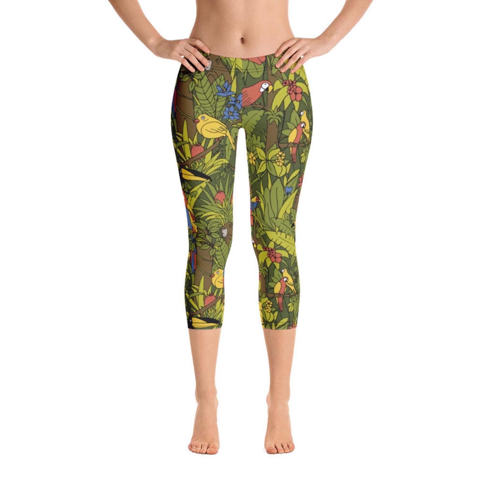 Jungle Leggings for Women, Toucan, Parrots and Monkeys - Etsy