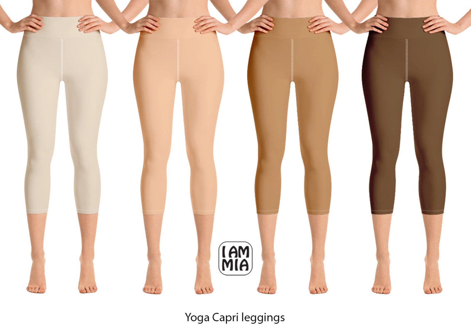 Nude Leggings, Skin Tone Yoga Leggings, Yoga Shorts, Beige and Brown ...