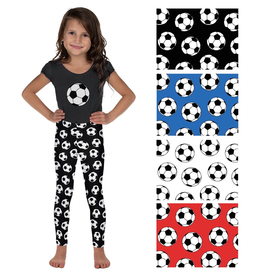 Football Print Girls Leggings, Soccer Leggings, Toddler Leggings, Sizes ...