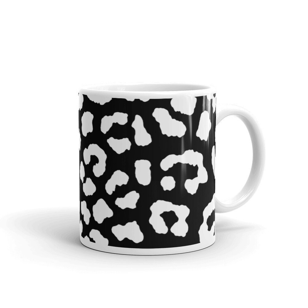 Black and white leopard print coffee Mug | Etsy