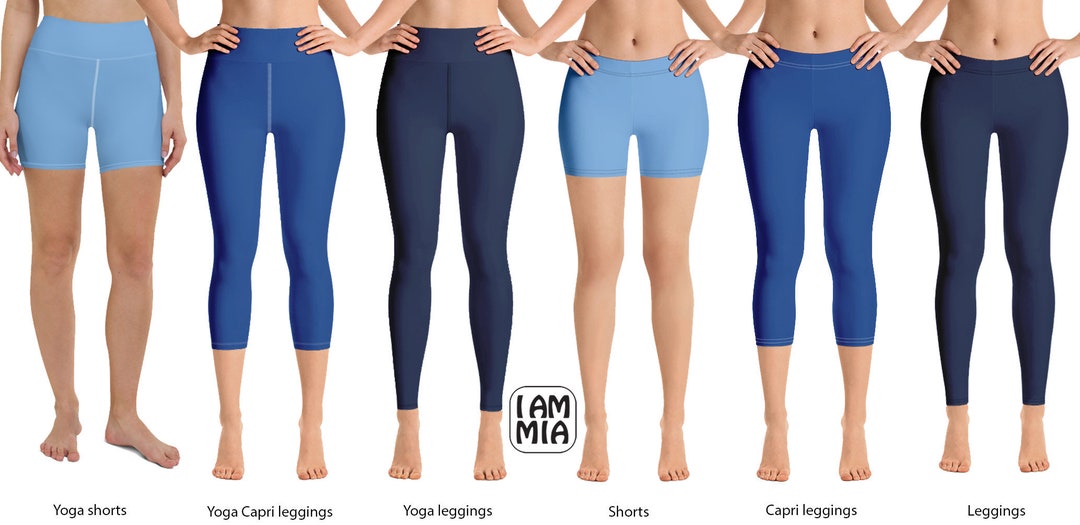 Blue Leggings, Yoga Leggings, Yoga Shorts, Active Wear for Women, Light ...